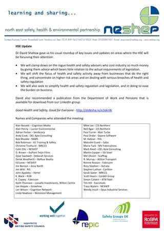 Meeting Review NESHEP 5th April | PDF