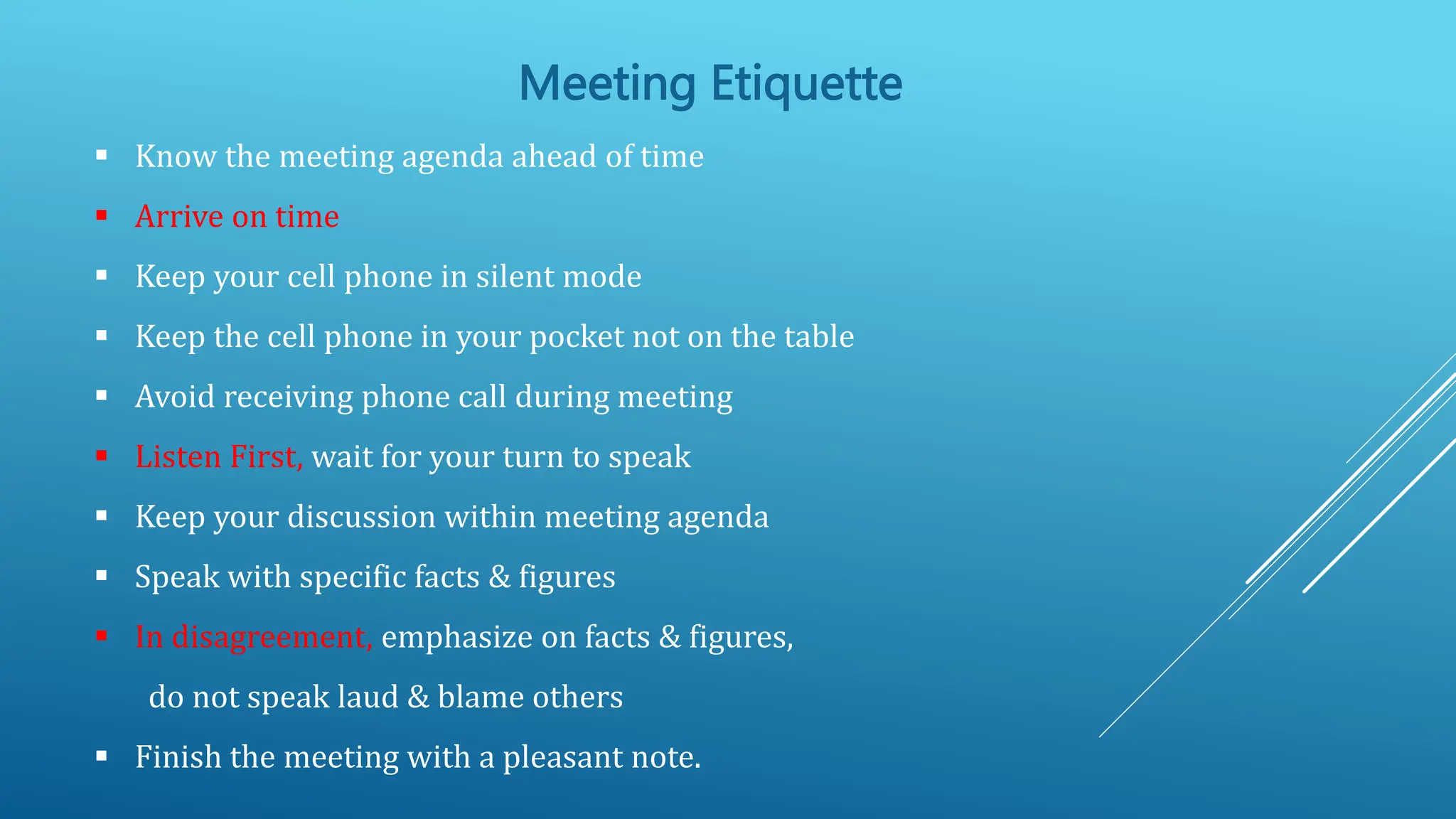 Details Regarding Meeting Room Etiquette | PPTX