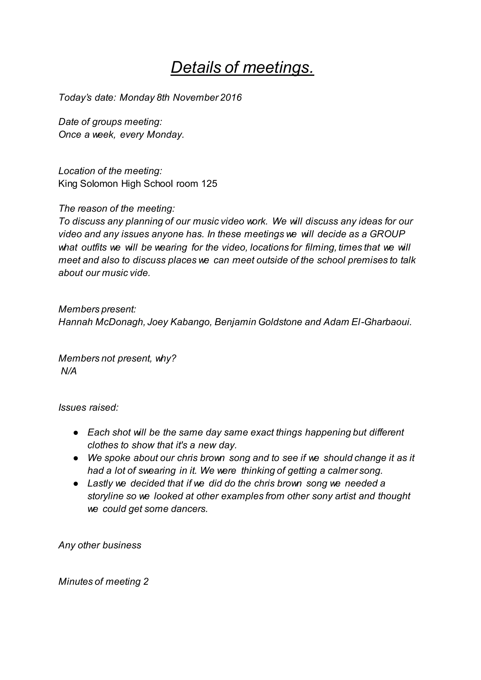 Details of Meetings | PDF