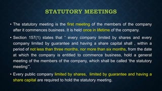 Meetings of company | PPTX | Business | Business and Finance
