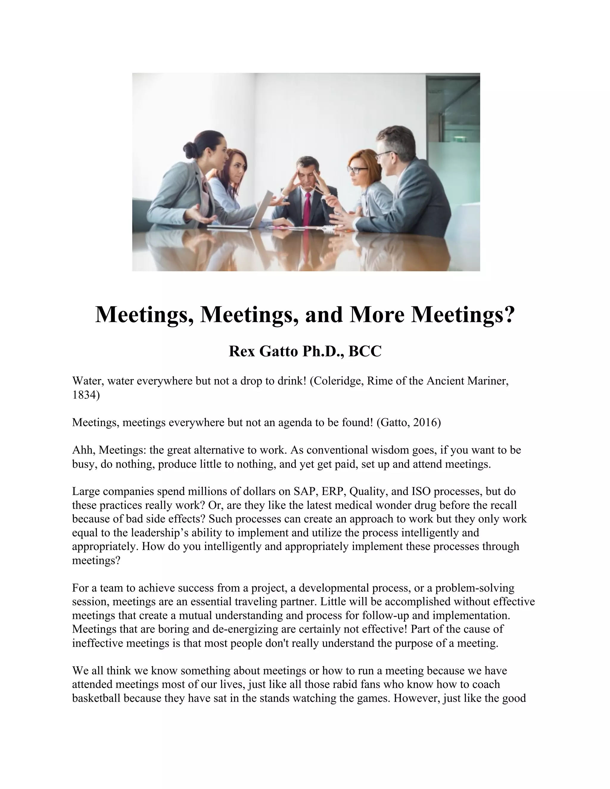 Too Many Meetings! Meetings, Meetings, and More Meetings? | PDF