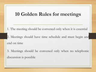 Meetings introduction process and management | PPTX