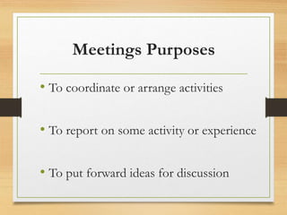 Meetings introduction process and management | PPT