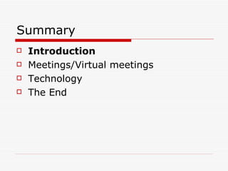 MeetingsAndTechnology.ppt | Web Conferencing | Computer Software and ...