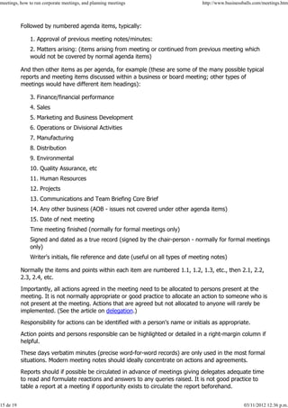 Meetings, how to run corporate meetings, and planning meetings | PDF