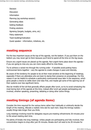 Meetings, how to run corporate meetings, and planning meetings | PDF