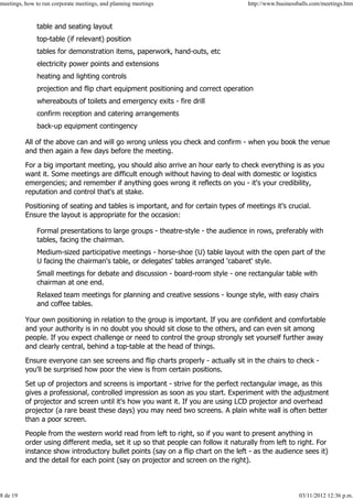 Meetings, how to run corporate meetings, and planning meetings | PDF