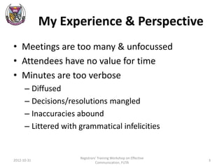 Meetings & minutes | PPT