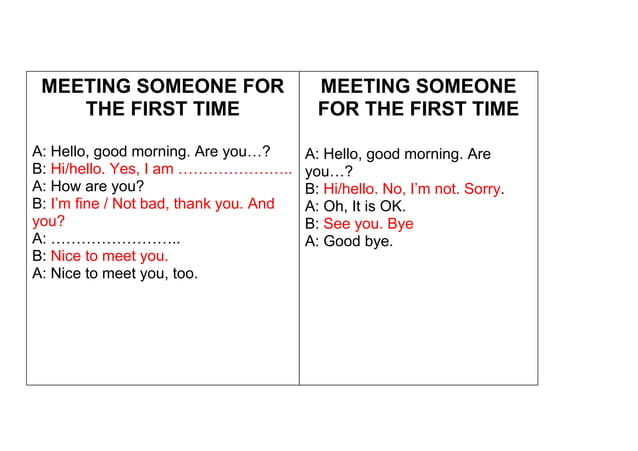 Meeting someone for the first time | PDF