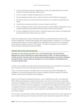 Meeting the challenges to adopt visual production management systems ...