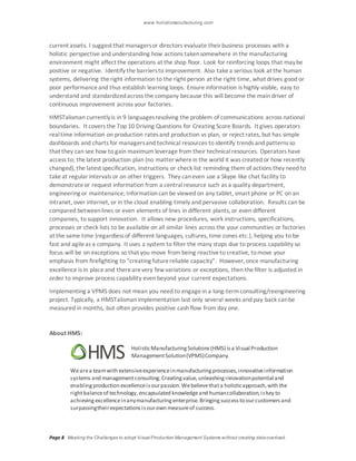 Meeting the challenges to adopt visual production management systems ...