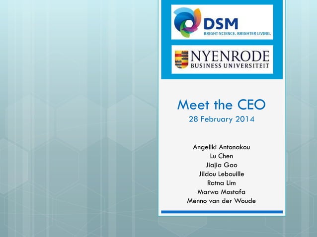 Meet the CEO DSM - China Dream- Elderly Health Food | PPT