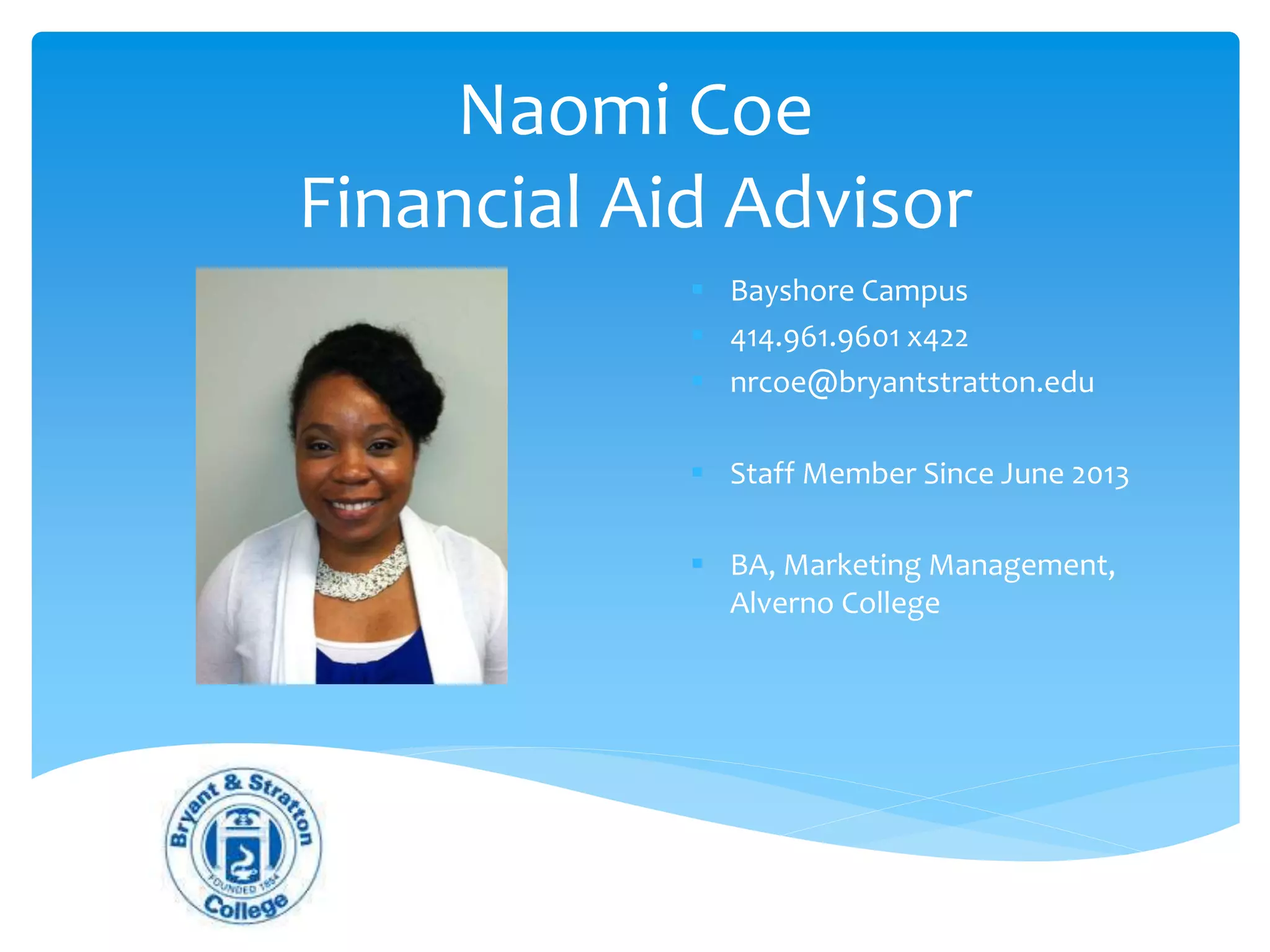 Meet the financial aid staff - Milwaukee Market | PPTX
