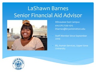 Meet the financial aid staff - Milwaukee Market | PPTX