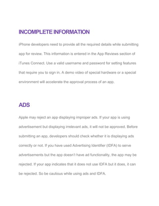 Meet the iphone app rejection reasons | PDF