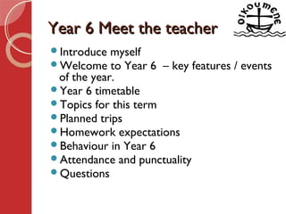 Meet the teacher y6 | PPT