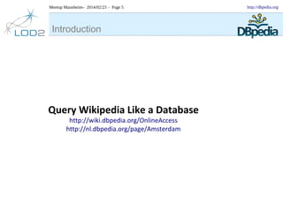 DBpedia: A Public Data Infrastructure for the Web of Data | PPT