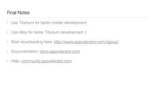 Intro to Appcelerator Titanium - Code for Fort Lauderdale 2015 | PPT