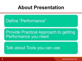 Peter Zaitsev - Practical MySQL Performance Optimization | PPT