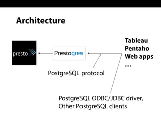 Prestogres, ODBC & JDBC connectivity for Presto | PPT