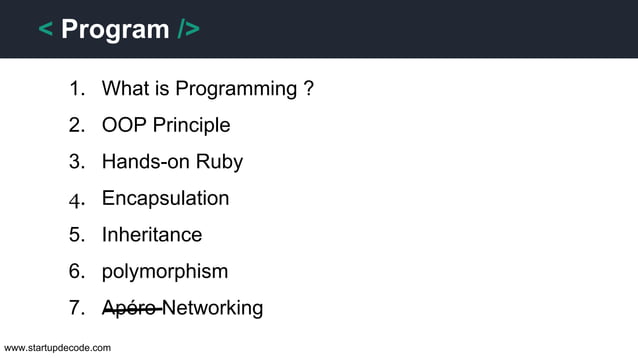 Object Oriented Programming Ruby Ppt