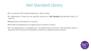 Introduzione a .Net Core | PPTX | Programming Languages | Computing