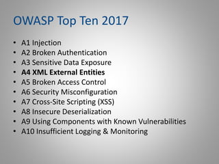 OWASP A4 XML External Entities (XXE) | PPTX