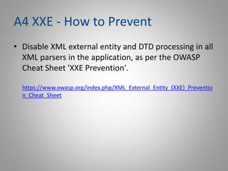 OWASP A4 XML External Entities (XXE) | PPTX