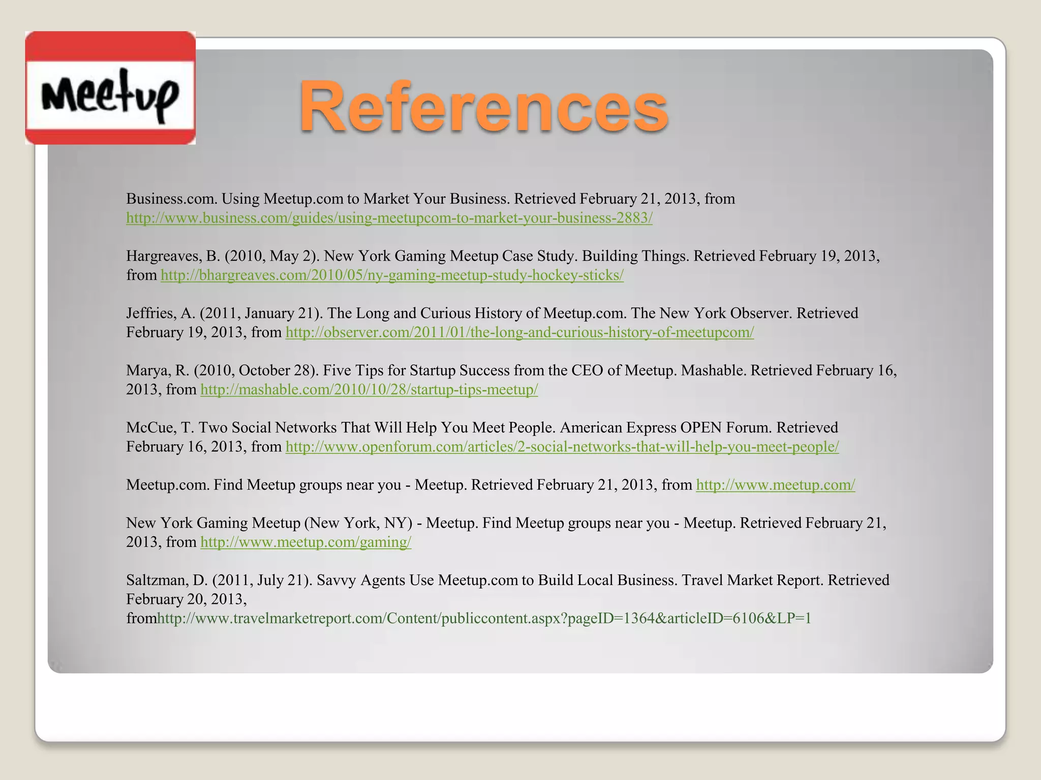 Meet up presentation | PPTX | Social Networking | Internet