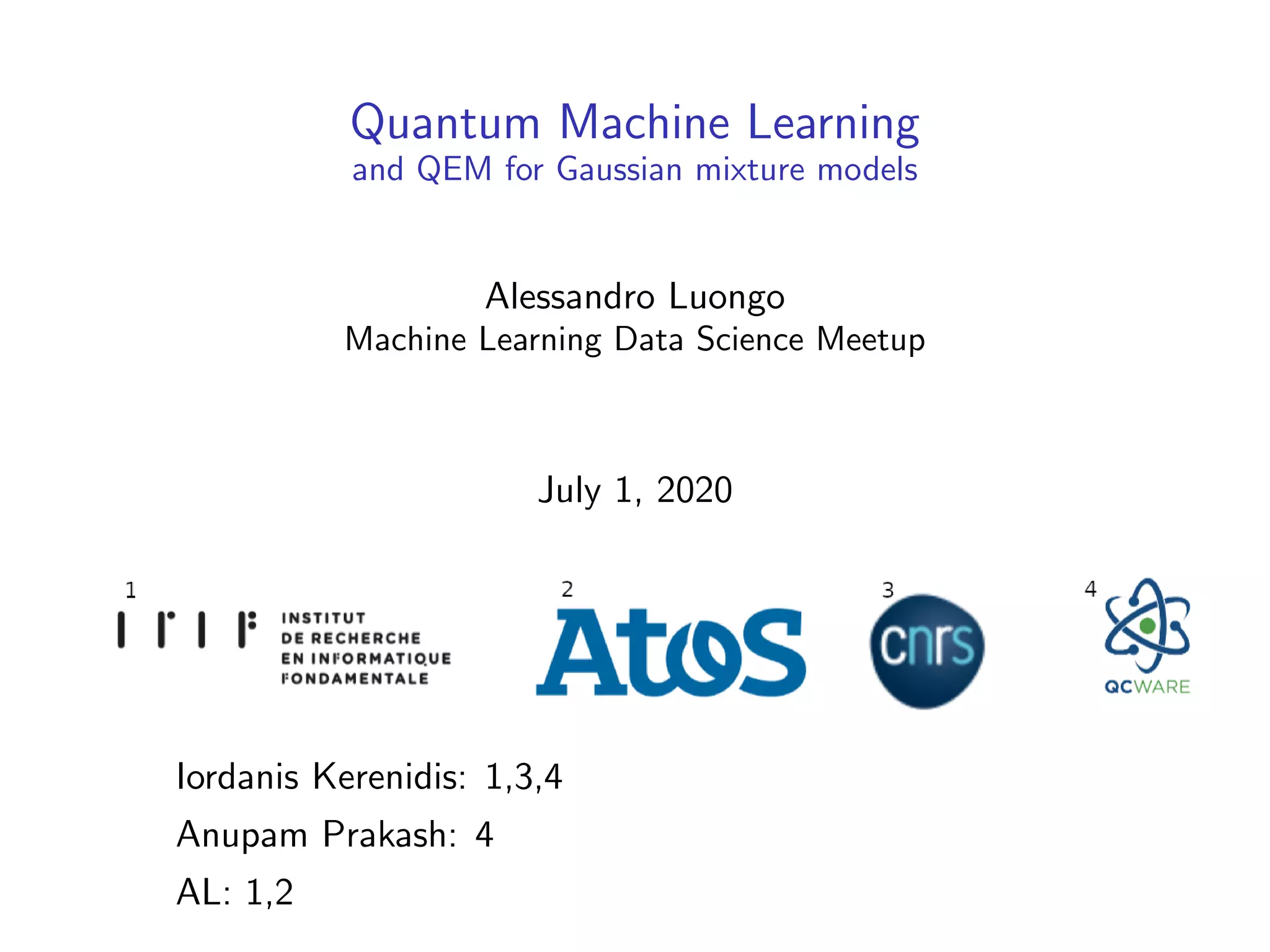Quantum Machine Learning and QEM for Gaussian mixture models ...