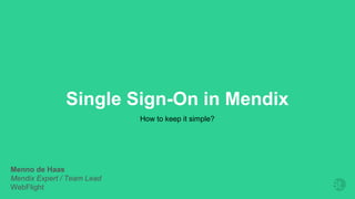 Mendix Single Sign-On OAuth 2.0 Example | PPTX