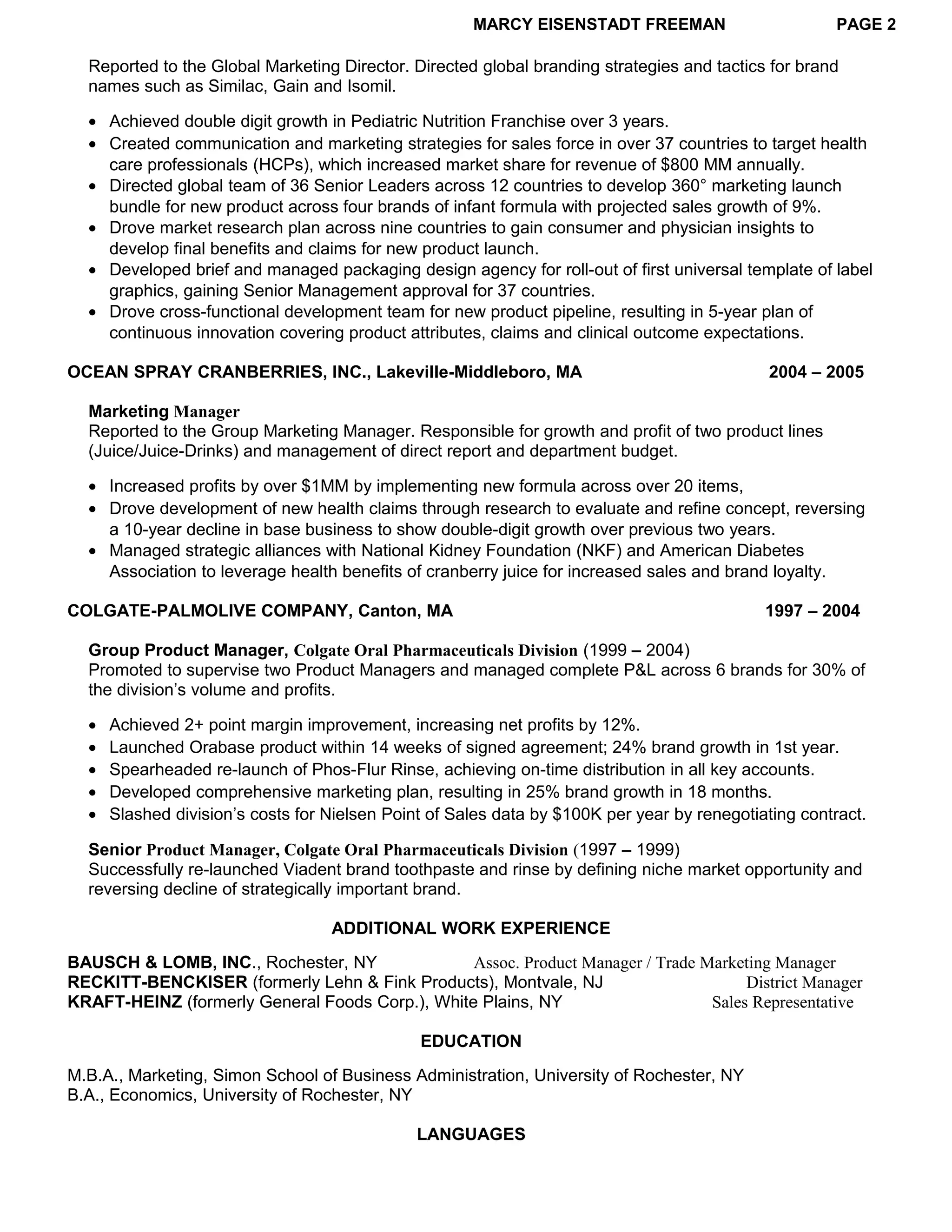 Marcy Eisenstadt Freeman Resume | DOC