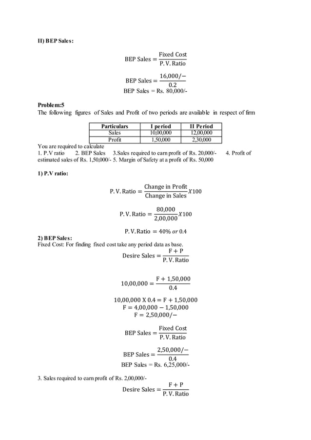 Mefa ii unit pro cost, bep material | PDF