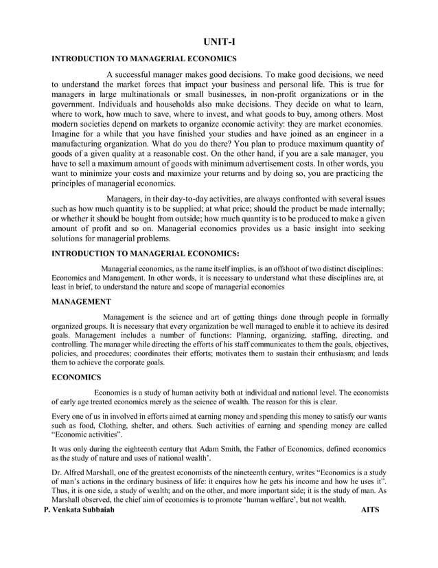 Managerial Economics & Financial Analysis(MEFA)_e Notes_Part-1 | PDF ...