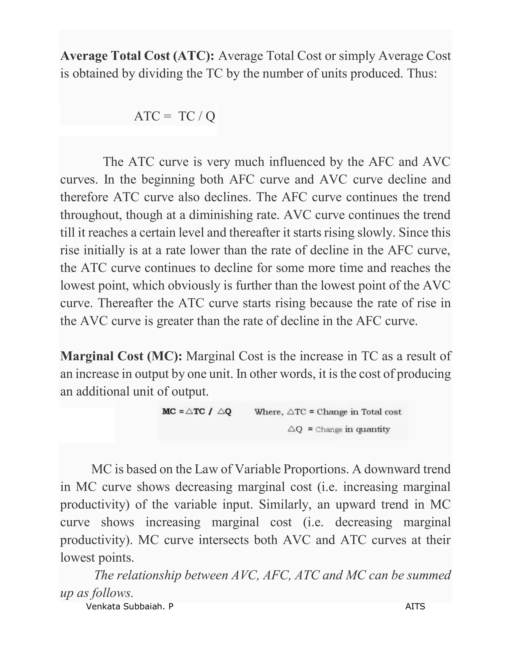 Production Function,Cost Concepts & Cost-Output analysis | PDF
