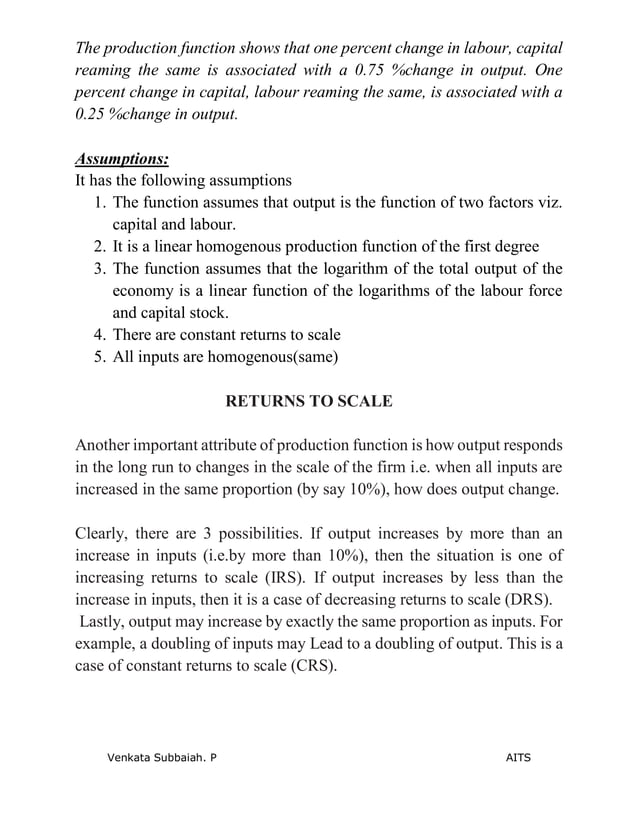 Production Function,Cost Concepts & Cost-Output analysis | PDF