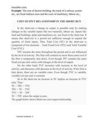 Production Function,Cost Concepts & Cost-Output analysis | PDF