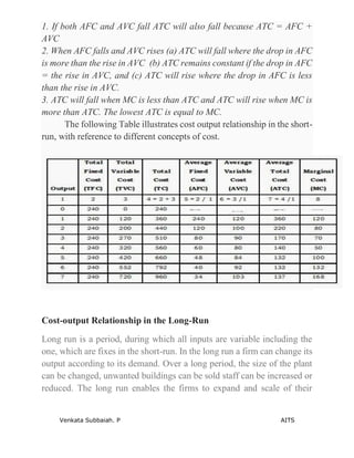 Production Function,Cost Concepts & Cost-Output analysis | PDF