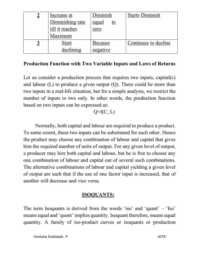 Production Function,Cost Concepts & Cost-Output analysis | PDF