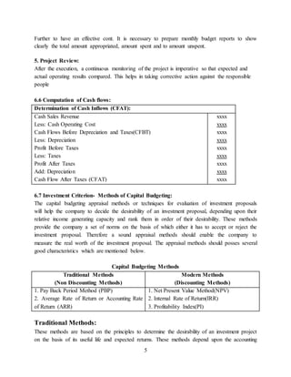 Mefa UNIT VI CAPITAL BUDGETING | DOCX