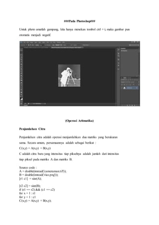 Tugas Photosop vs Matlab | PDF