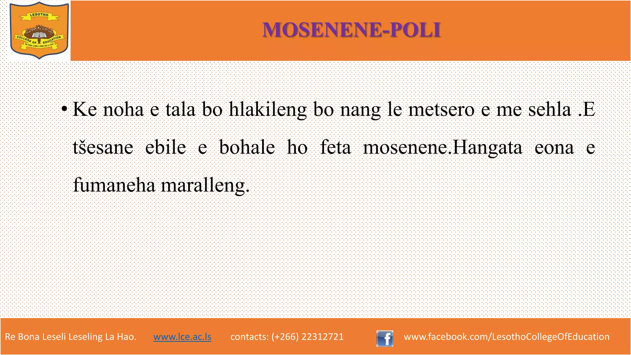MEFUTA EA LINOHA TSE FUMANEHANG LESOTHO | PPTX