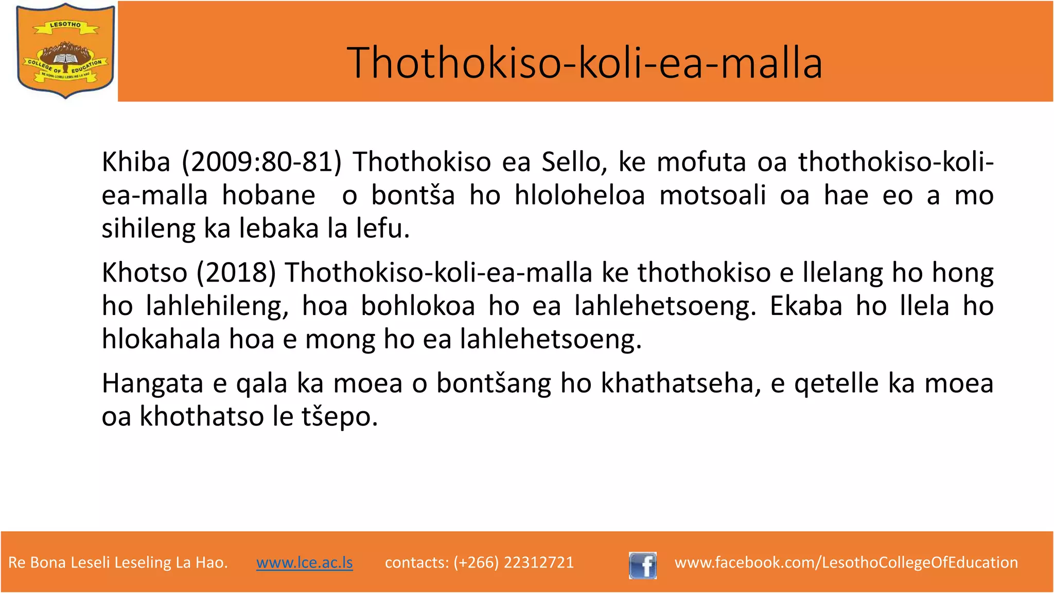 Mefuta ea thothokiso | PPTX