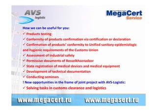 Presentation of MEGACERT and AVS Logistik group of companies | PPT
