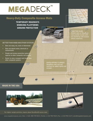 MegaDeck Heavy-Duty Composite Access MatsMega deck brochure oct2012 | PDF