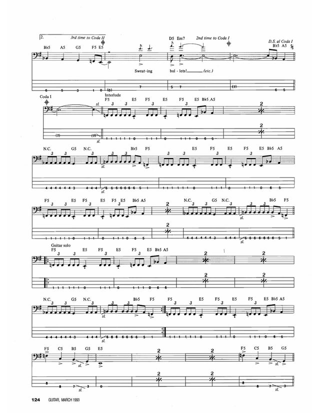 Megadeth sweating bullets-Bass tablature | PDF