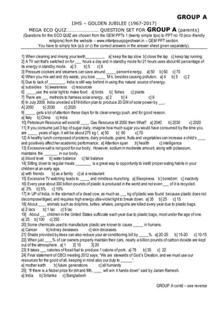 Eco quiz contests for all | DOCX