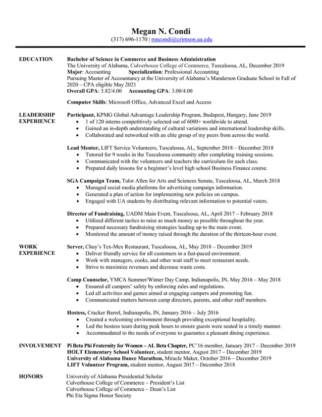 Megan condi - Resume | PDF