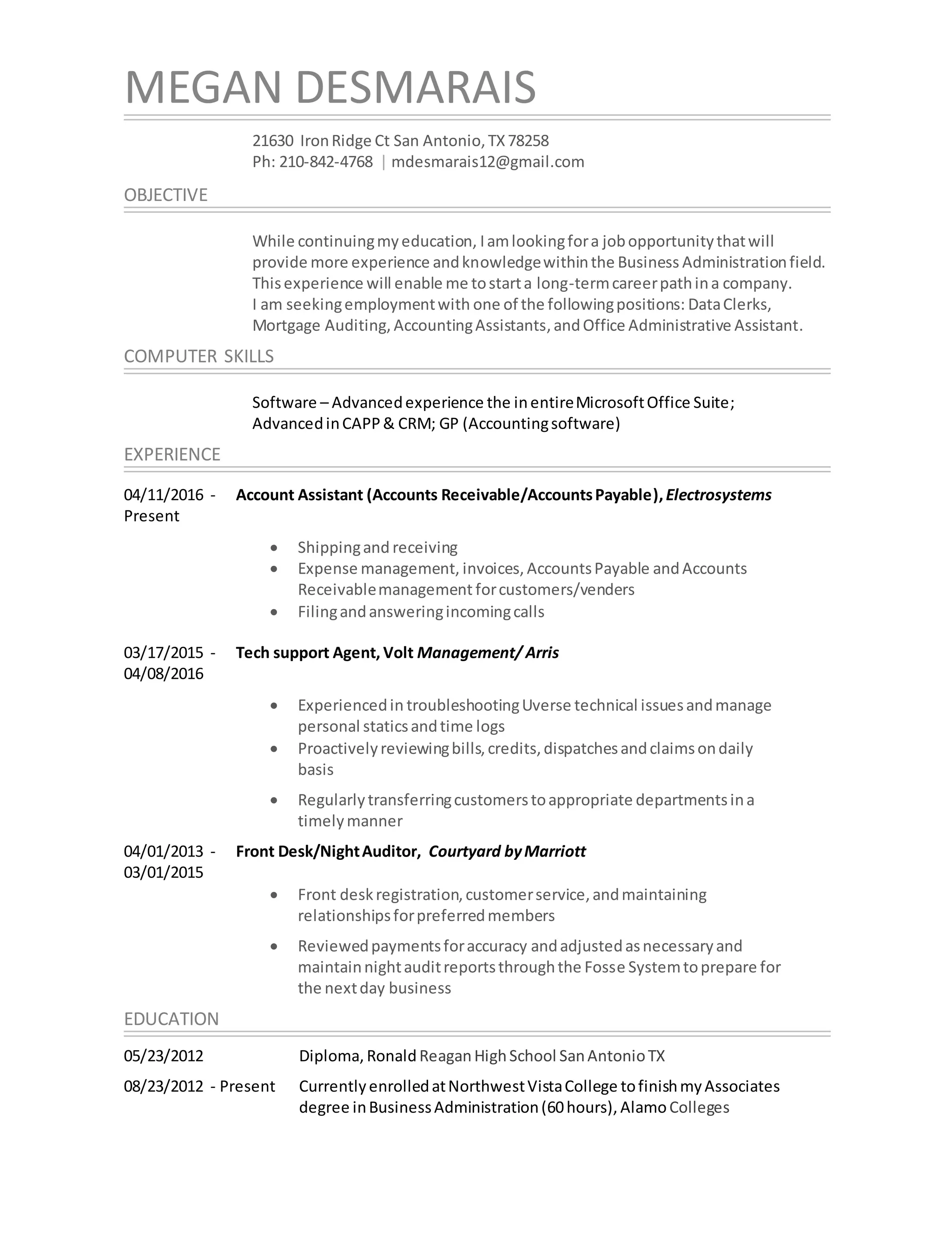 Megan desmarais resume 2016 | DOCX