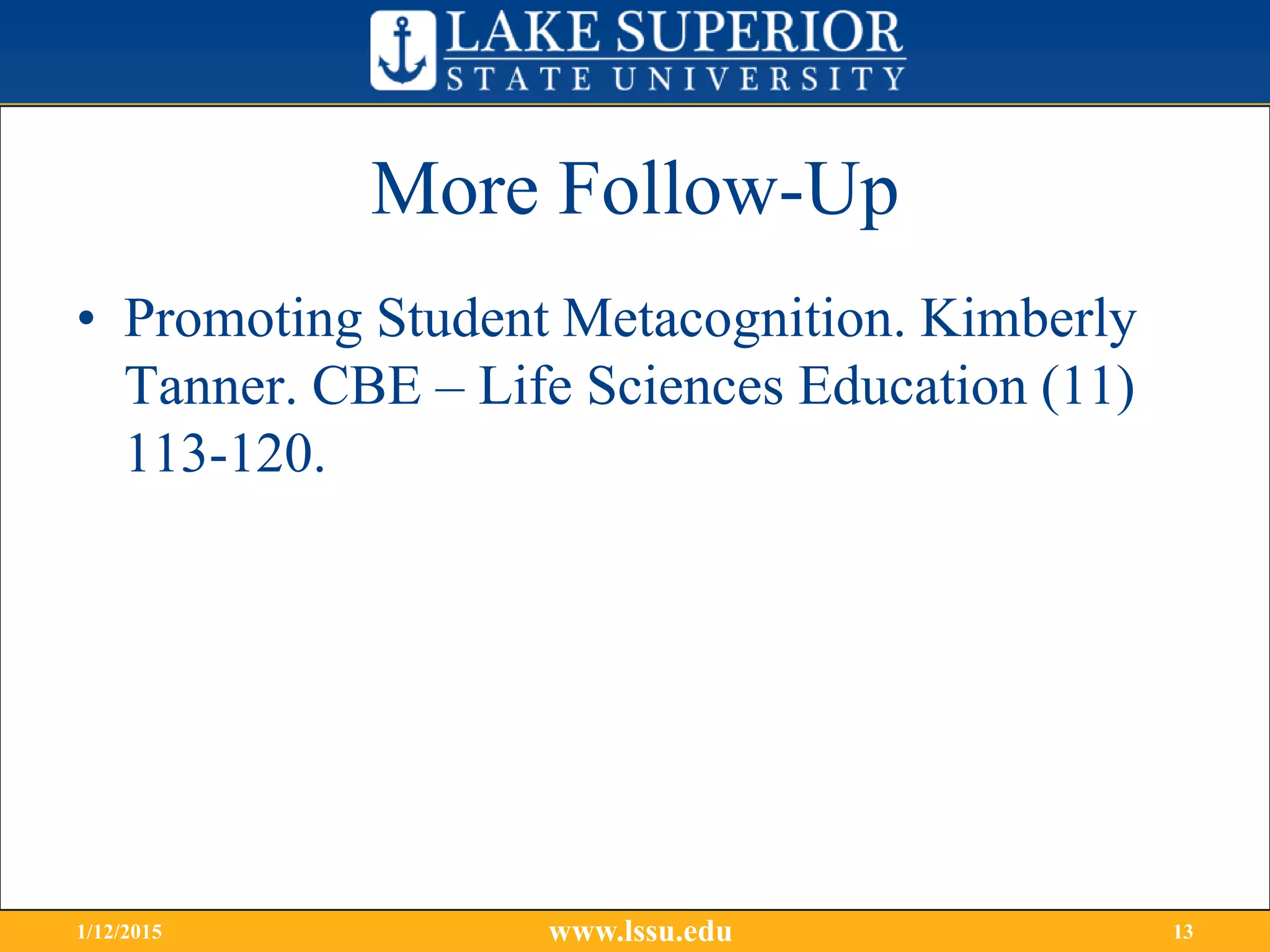 Metacognition & Self-regulated Learning | PPTX